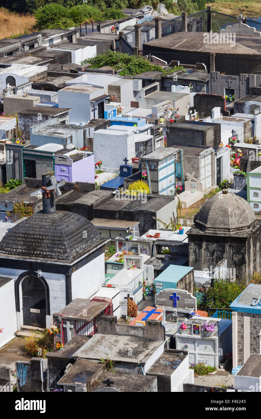 Chile, Chiloe Island, Castro, town cemetery, elevated view Stock Photo ...