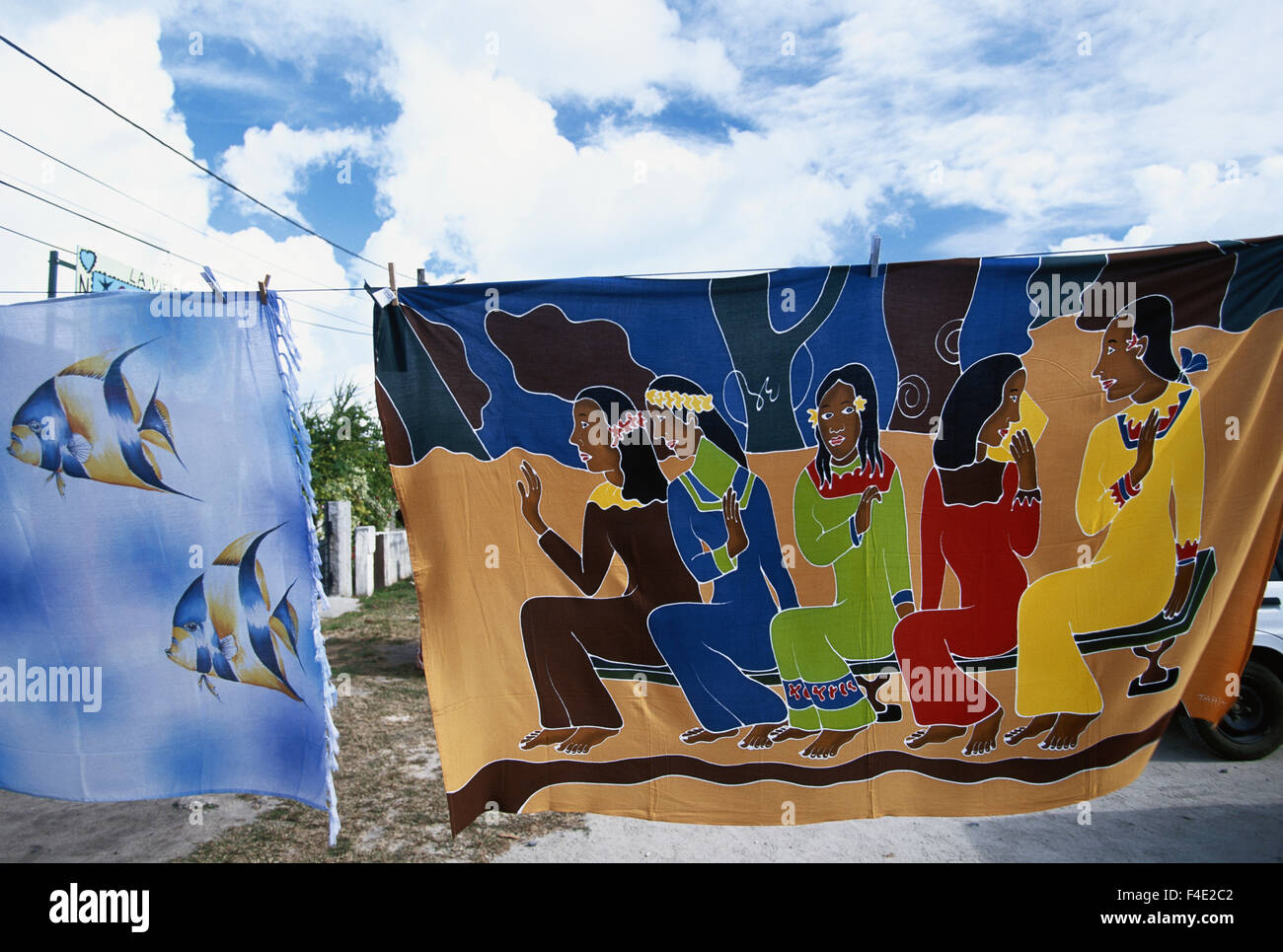 French Polynesia, Bora Bora. Polynesian Pareus for sale. (Large format ...