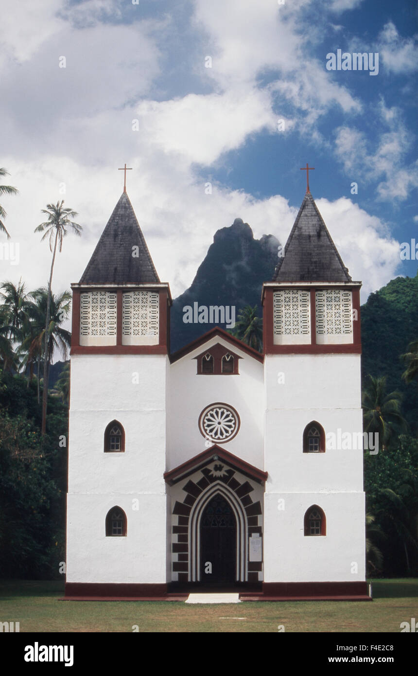 French Polynesia, Moorea, Haapiti. Town Church. (Large format sizes ...