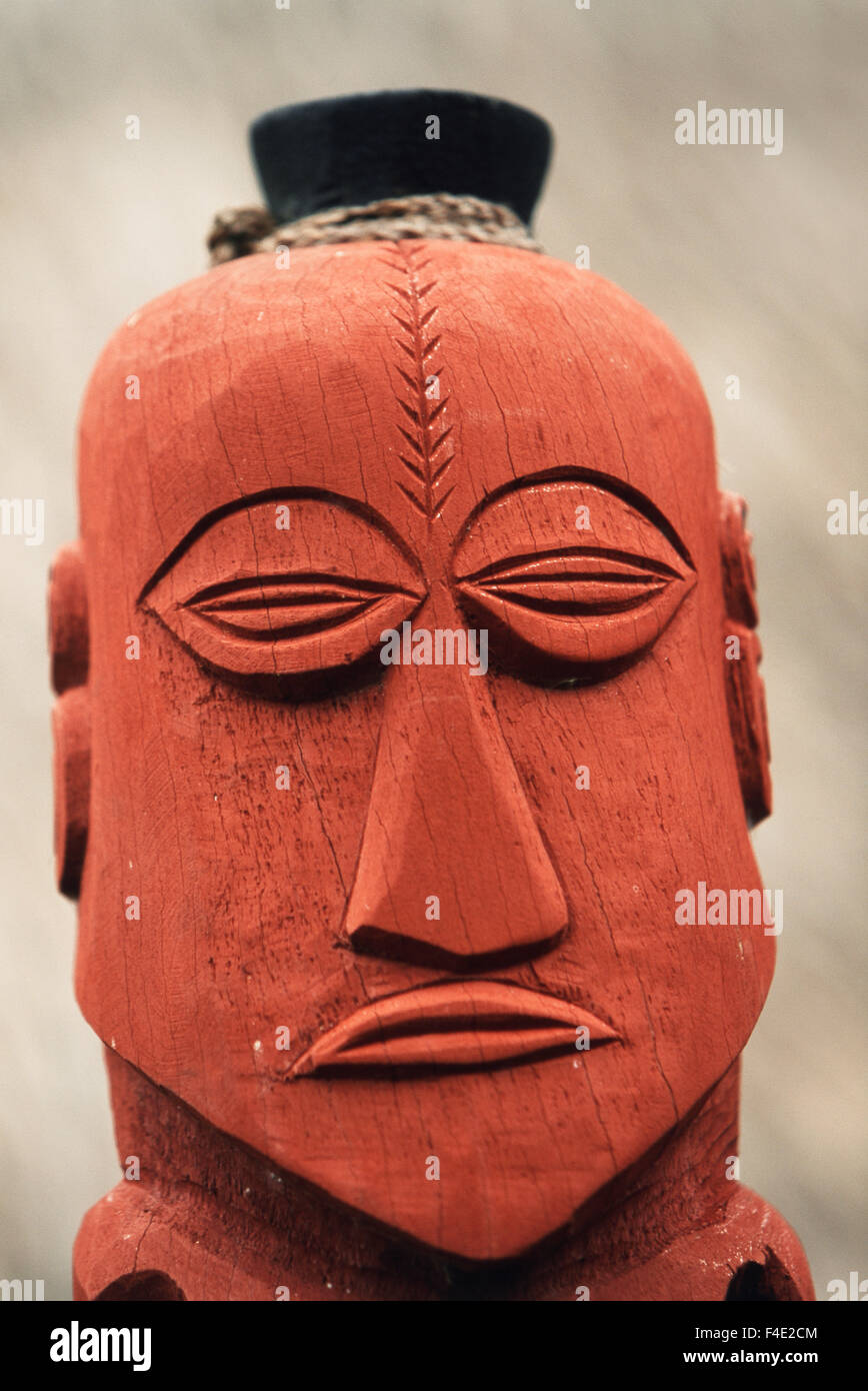 French Polynesia, Tahiti, Marae Arahuranu Temple, Tiki Figure. (Large ...