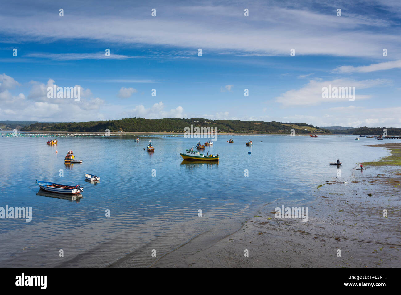 Chile, Chiloe Island, Queilen, town harbor Stock Photo - Alamy