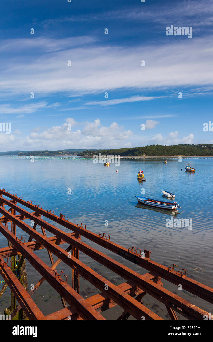 Chile, Chiloe Island, Queilen, town pier Stock Photo - Alamy