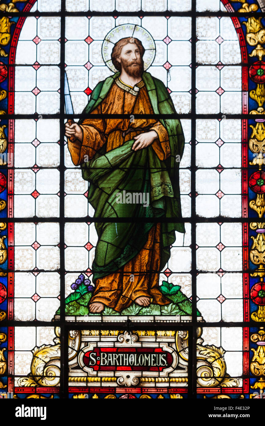 Chile, La Serena, Iglesia Catedral cathedral, stained glass window, St ...