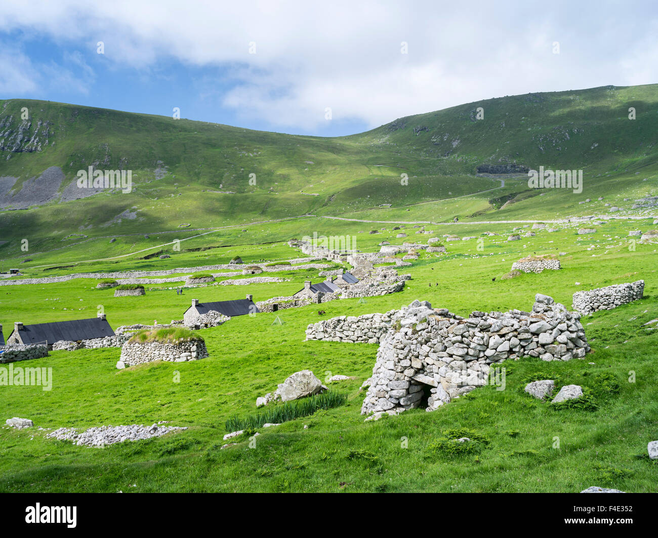 The islands of St Kilda archipelago in Scotland. Island of Hirta with ...