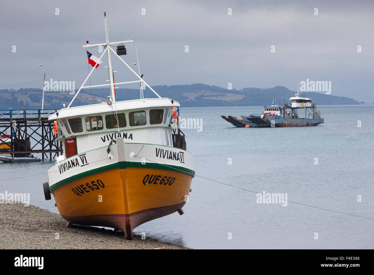 Chile, Chiloe Island, Quemchi, town harbor Stock Photo - Alamy