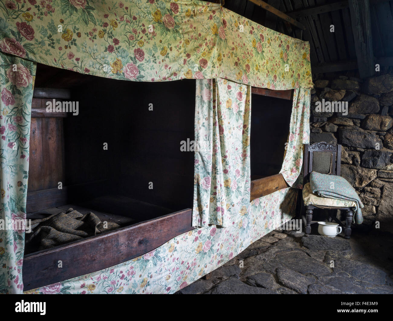 Arnol Blackhouse No 42 on the Isle of Lewis. Alcove in the bedroom. (Large format sizes ...