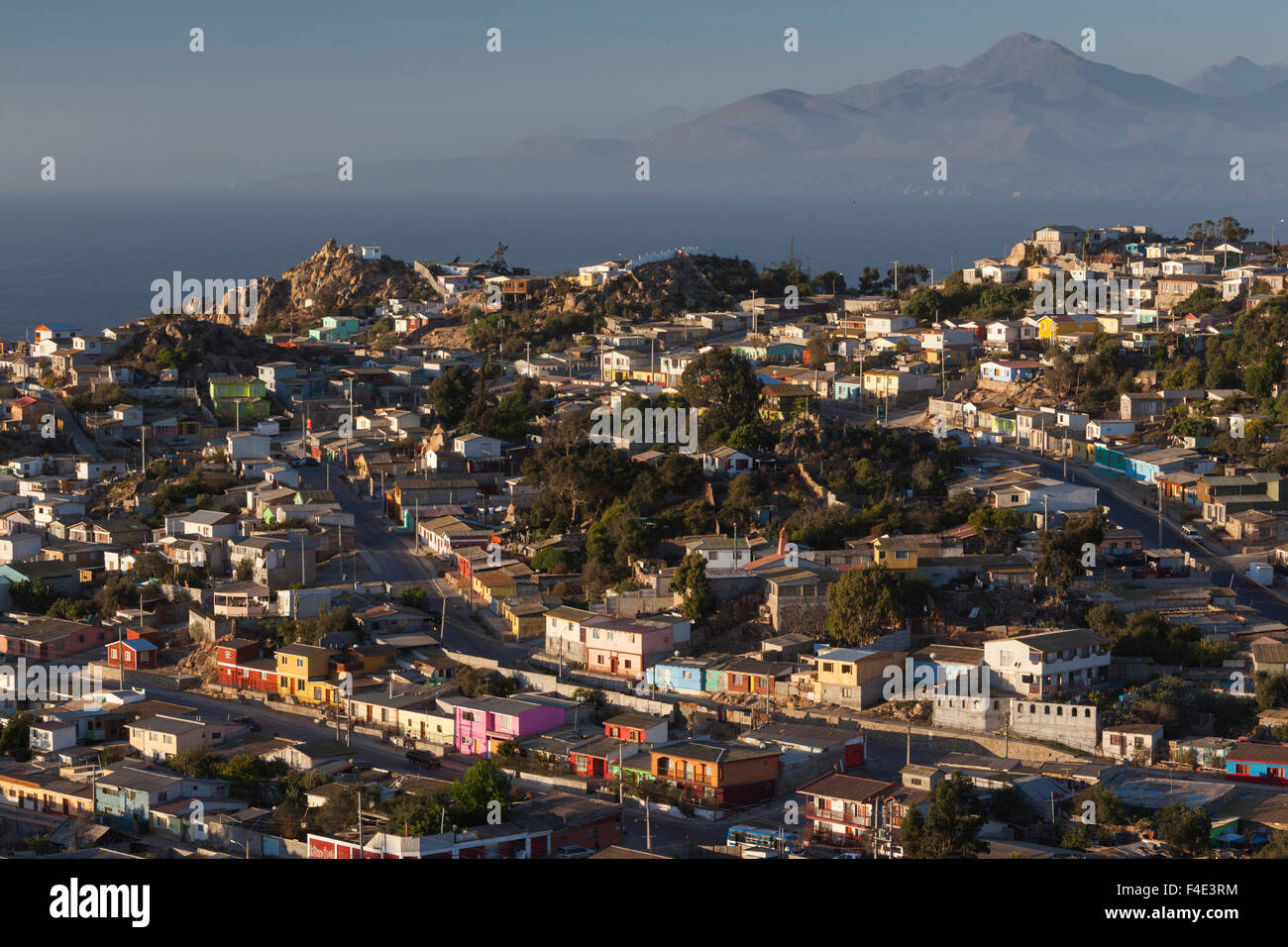 Chile, Coquimbo, elevated city view from the Cruz del III Milenio cross ...