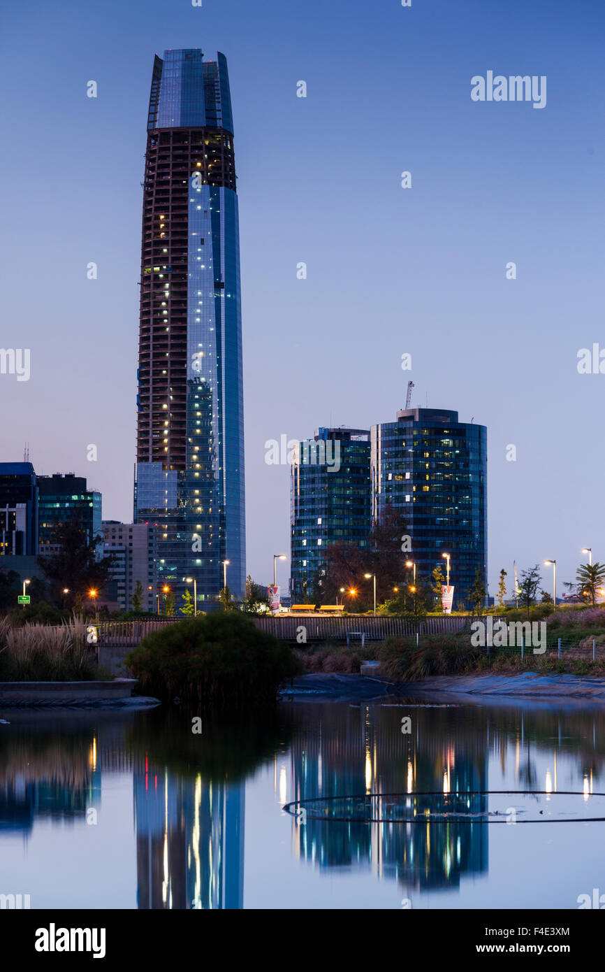 Chile, Santiago, Vitacura area, Parque Bicentenario park, view of the ...