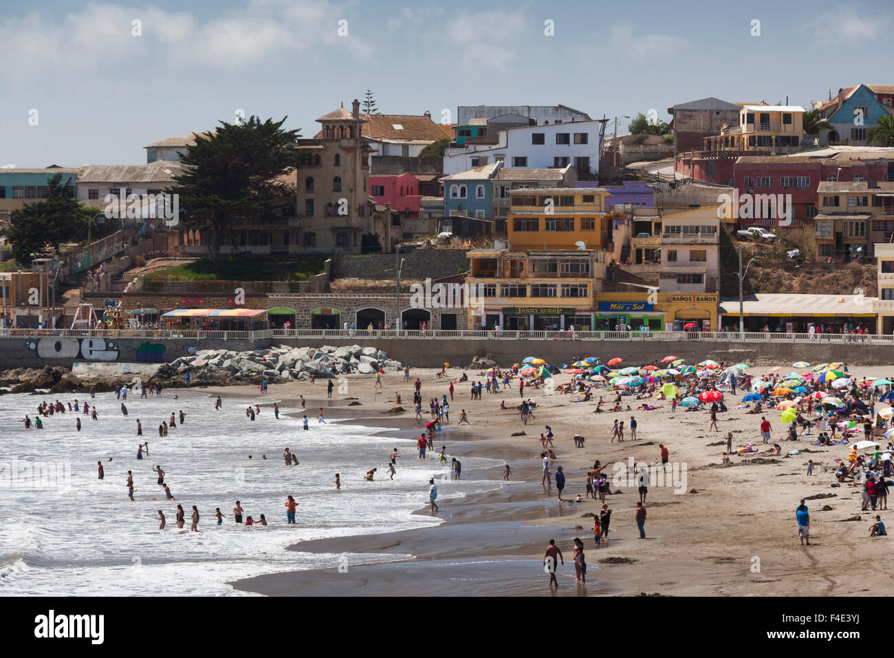 Chile, Cartagena, elevated beach view, Playa Chica Stock Photo - Alamy