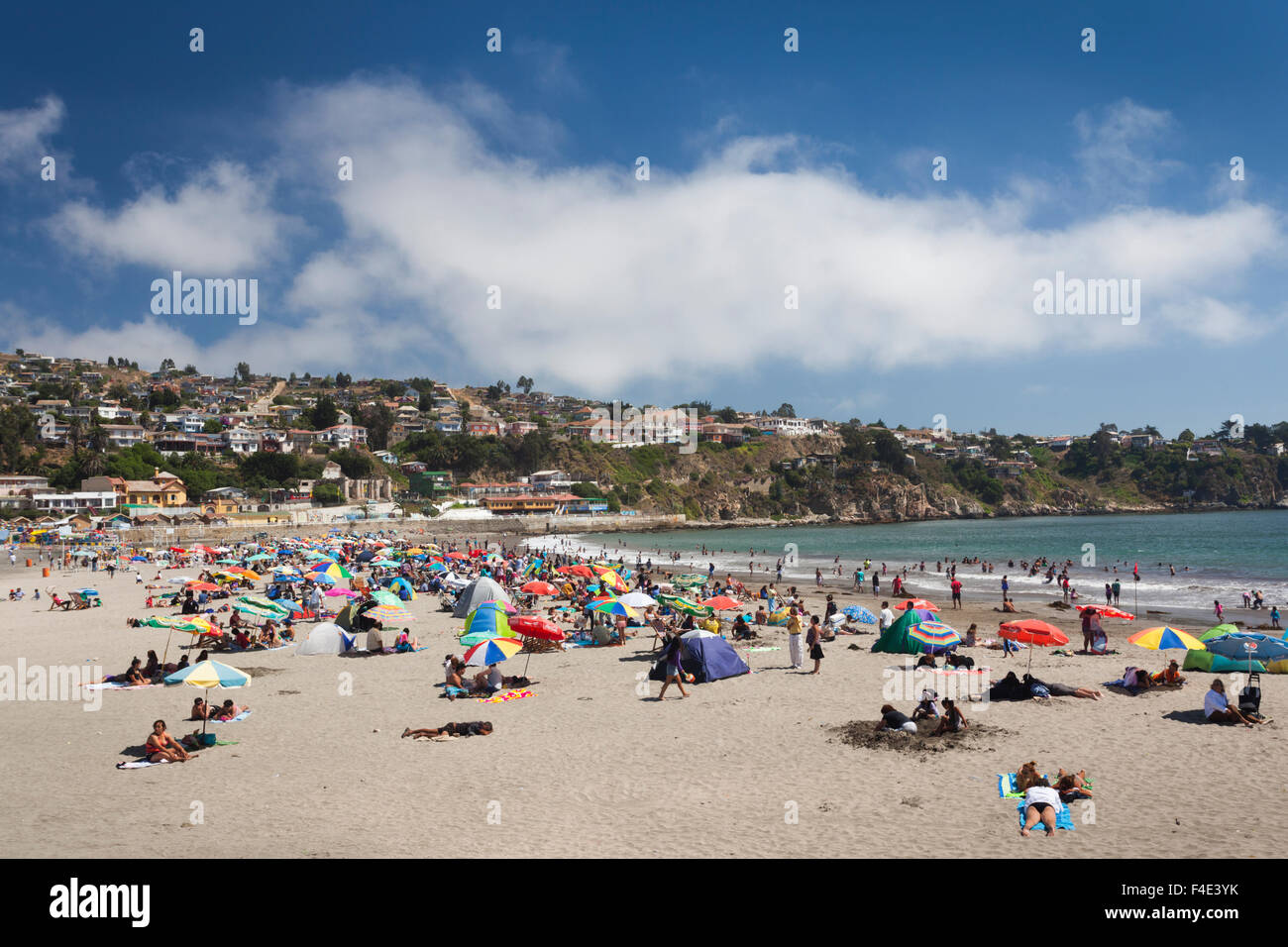 Chile, Cartagena, elevated beach view, Playa Chica Stock Photo - Alamy