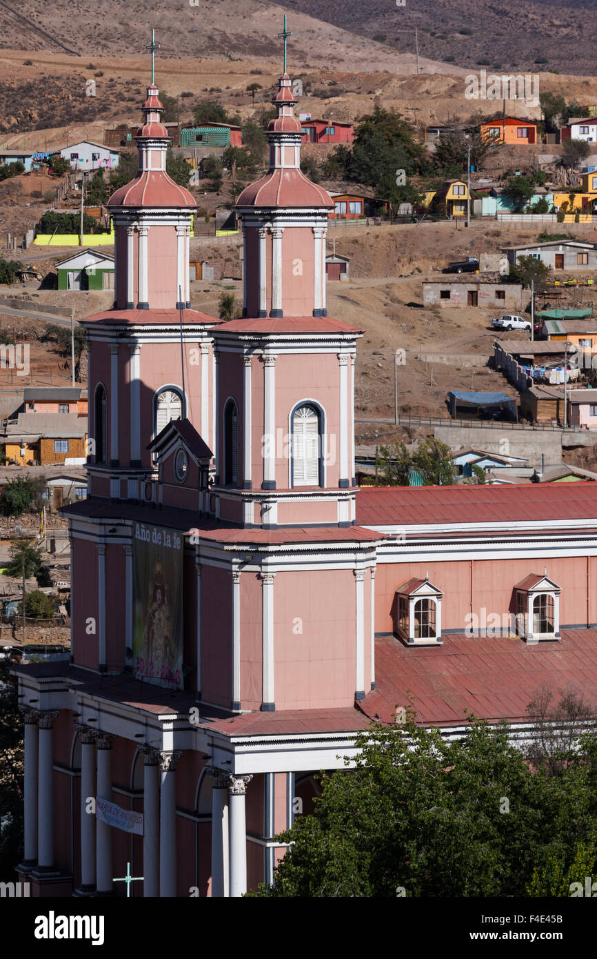 Chile, Andacollo, Templo Grande O Basilica church, elevated view Stock ...