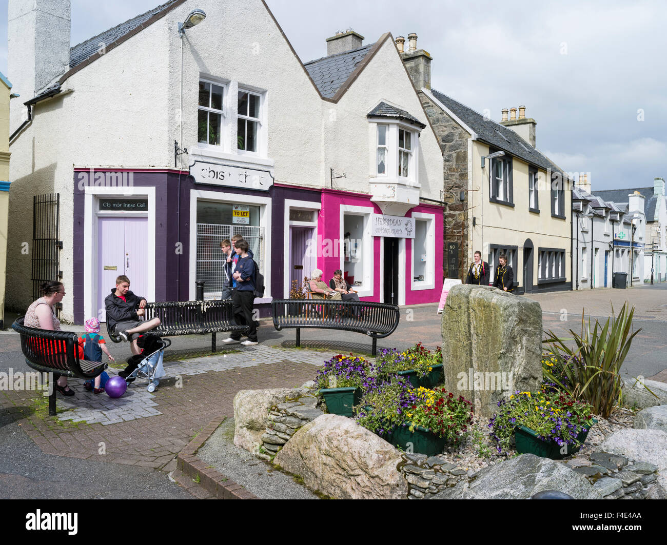 Stornoway, the largest town. Pedestrian area. Europe, Scotland (Large ...