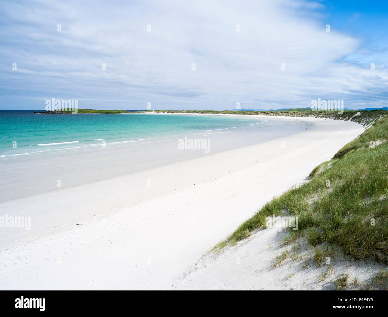 Landscape on the island of North Uist (Uibhist a Tuath). Sandy beach ...