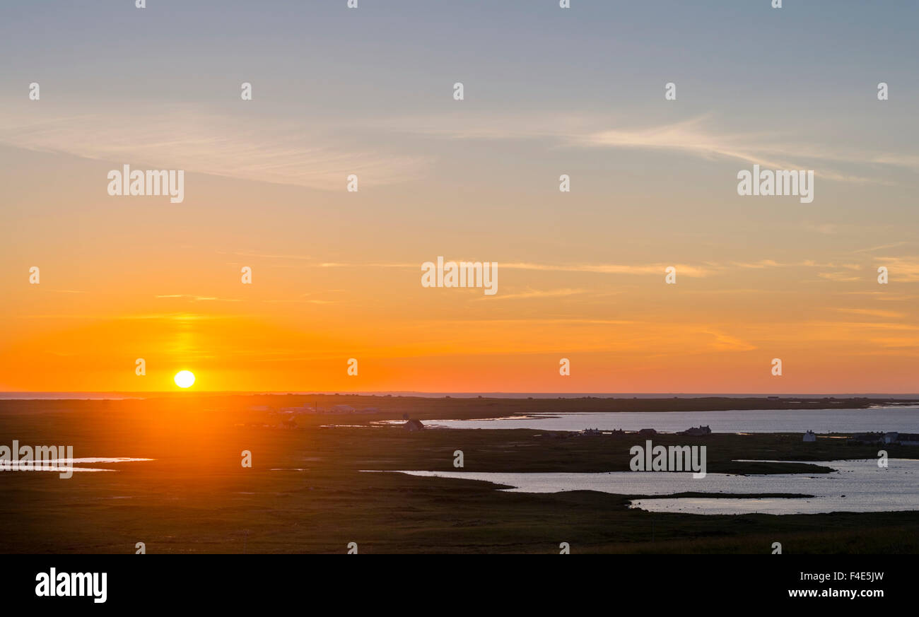 Landscape on the island of South Uist (Uibhist a Deas). Sunset at ...