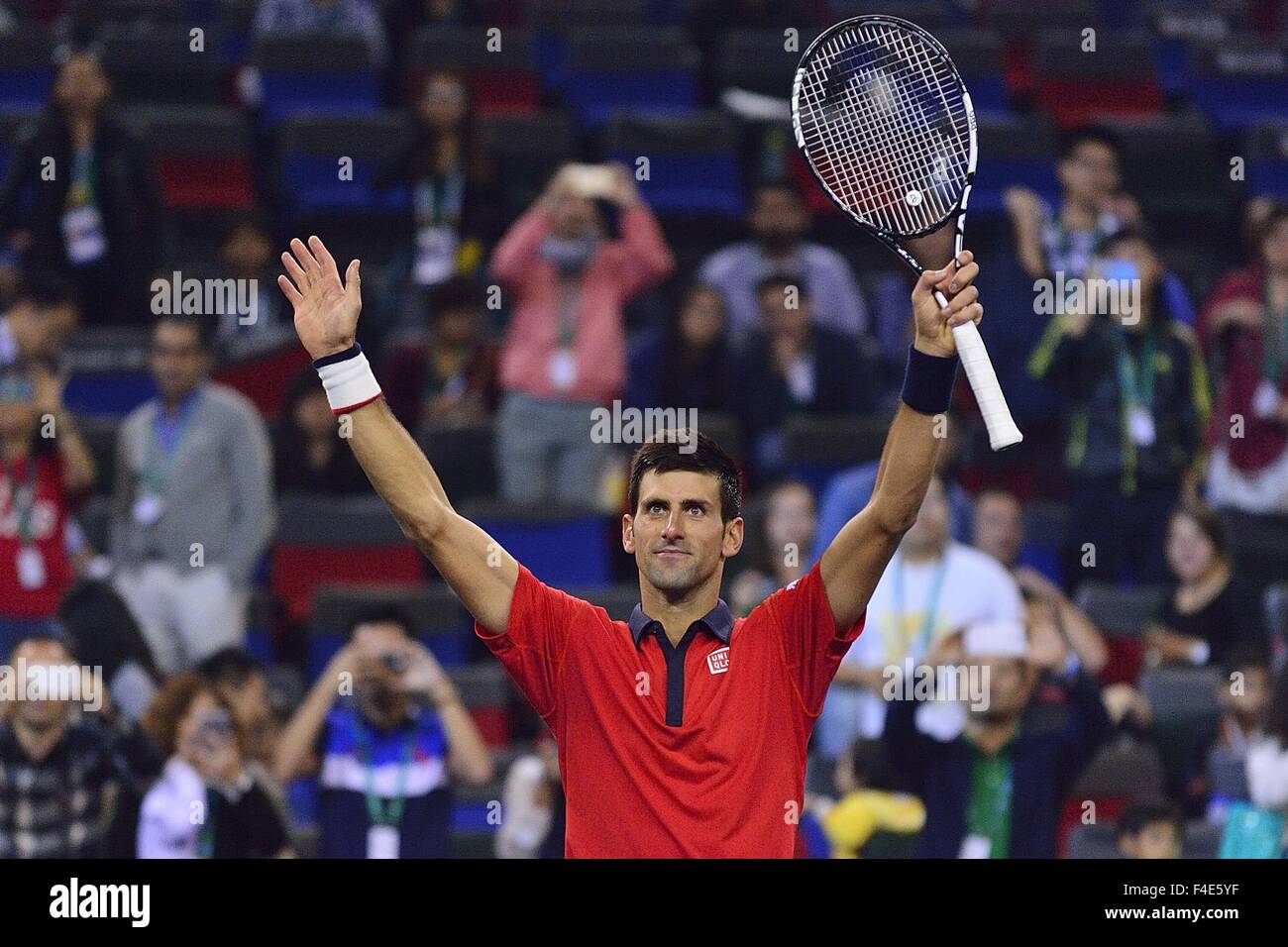 Shanghai, China. 16th Oct, 2015. NOVAK DJOKOVIC of Serbia celebrating ...