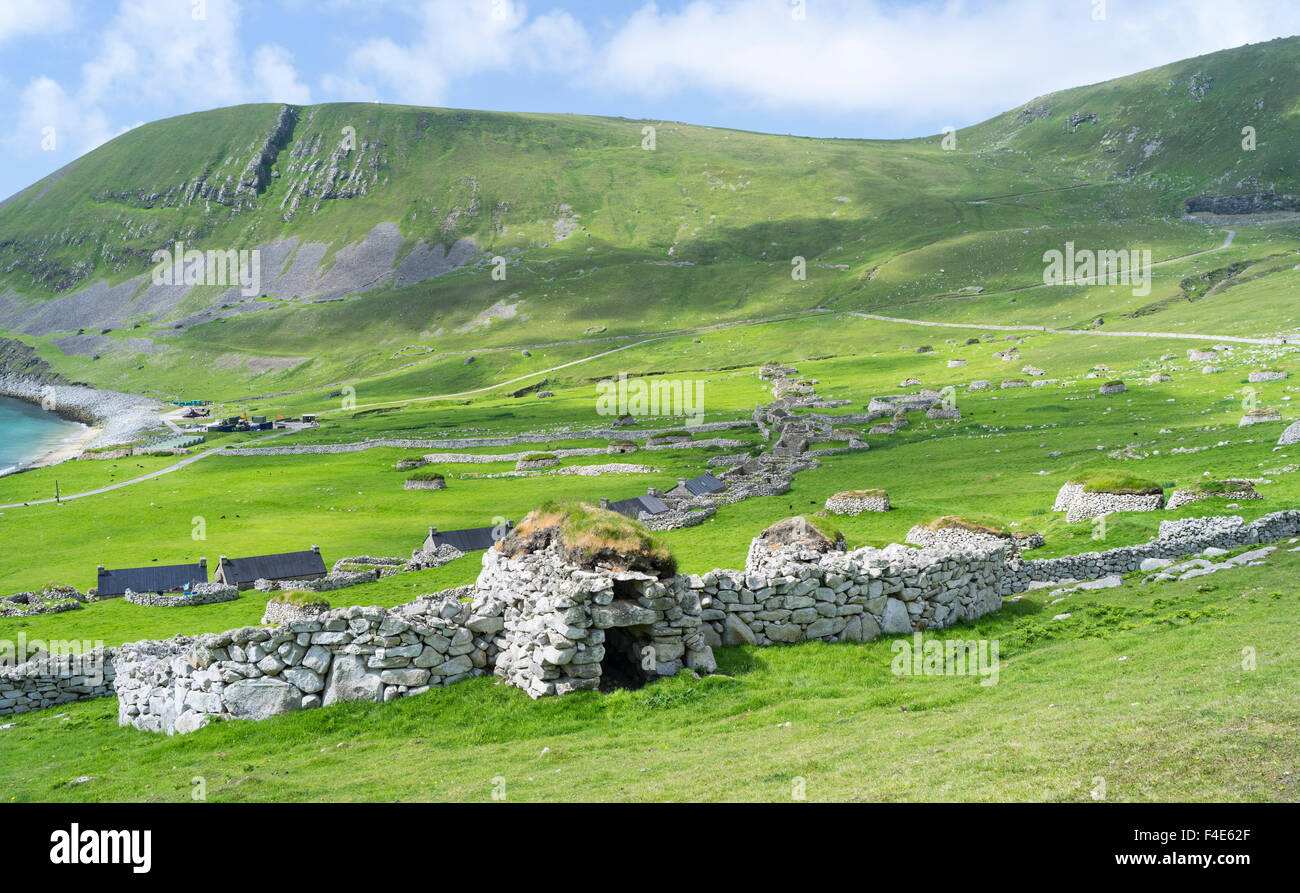 The islands of St Kilda archipelago in Scotland. Island of Hirta with ...