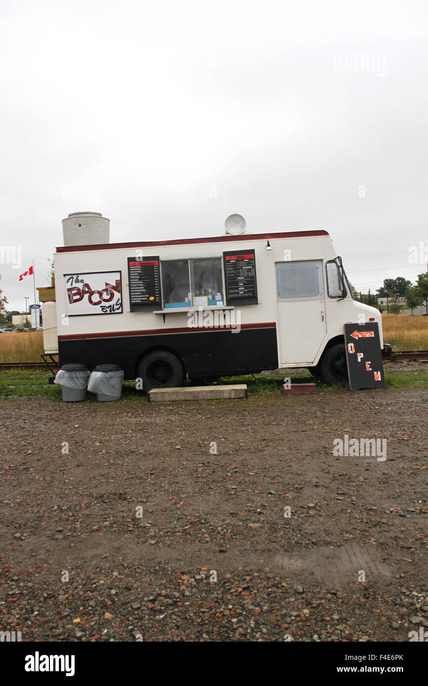The Bacon Bus fast food truck parked near Open Hearth Park in Sydney, N ...
