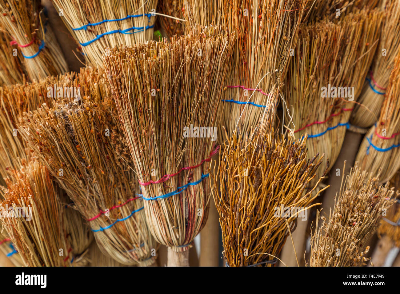 Chile, Los Lagos Region, Puerto Montt, Angelmo harbor market, brooms ...