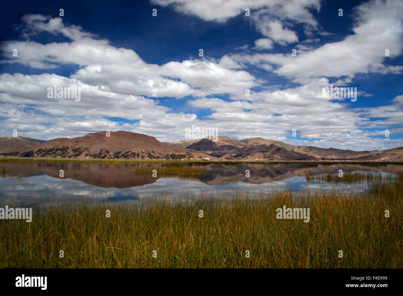 South America, Peru, Lake Titicaca. Scenery of Lake Titicaca near Puno ...