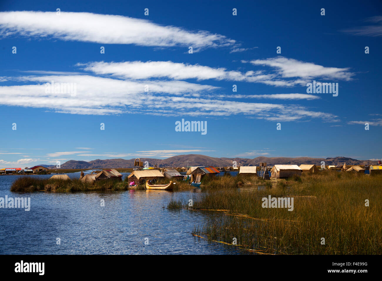 South America, Peru, Uros Islands. The floating reed islands of Lake ...
