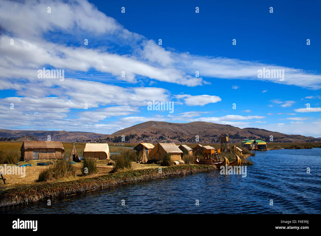 South America, Peru, Uros Islands. The floating reed islands of Lake ...