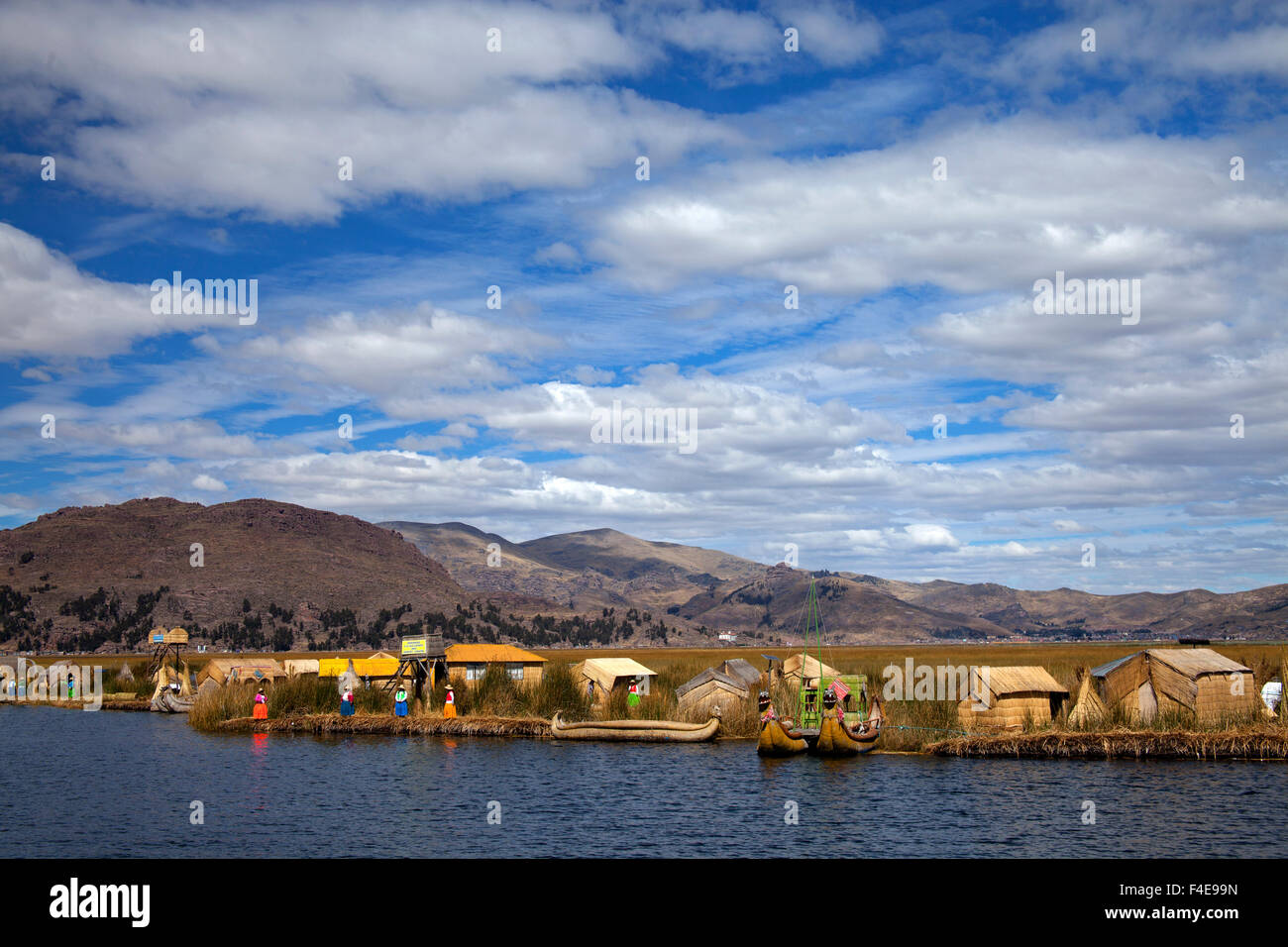 South America, Peru, Uros Islands. The floating reed islands of Lake ...