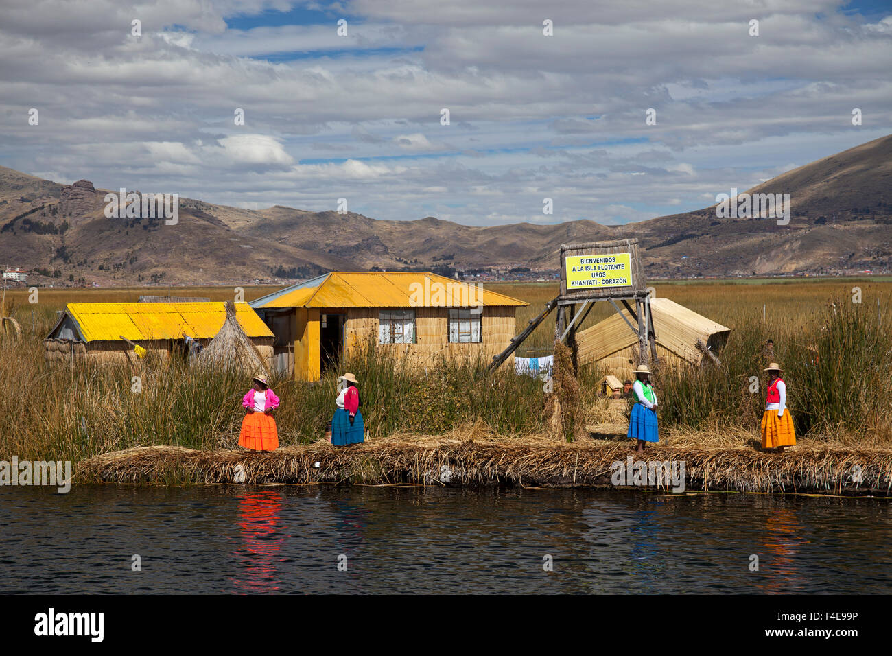 South America, Peru, Uros Islands. The floating reed islands of Lake ...