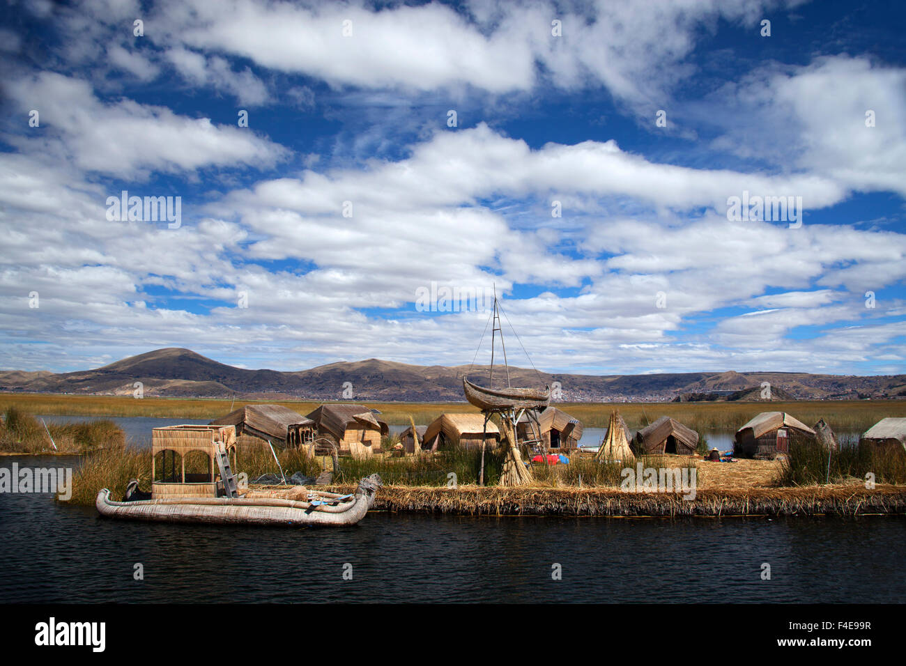 South America, Peru, Uros Islands. The floating reed islands of Lake ...