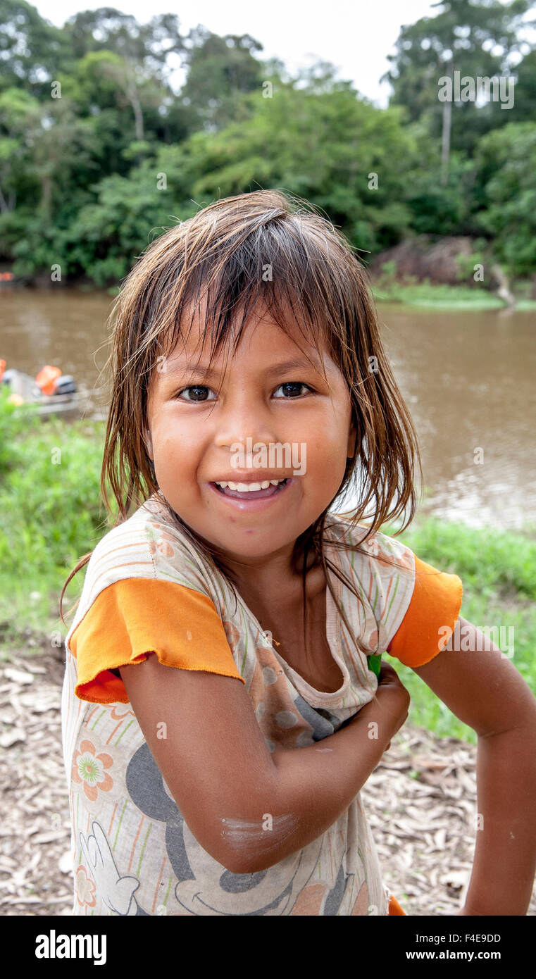 Smiling girl, Amazon basin, Peru Stock Photo - Alamy