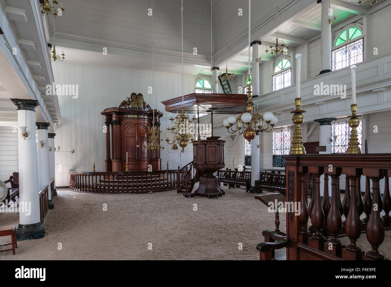 South America, Suriname, Paramaribo. Interior of the Neveh Shalom ...