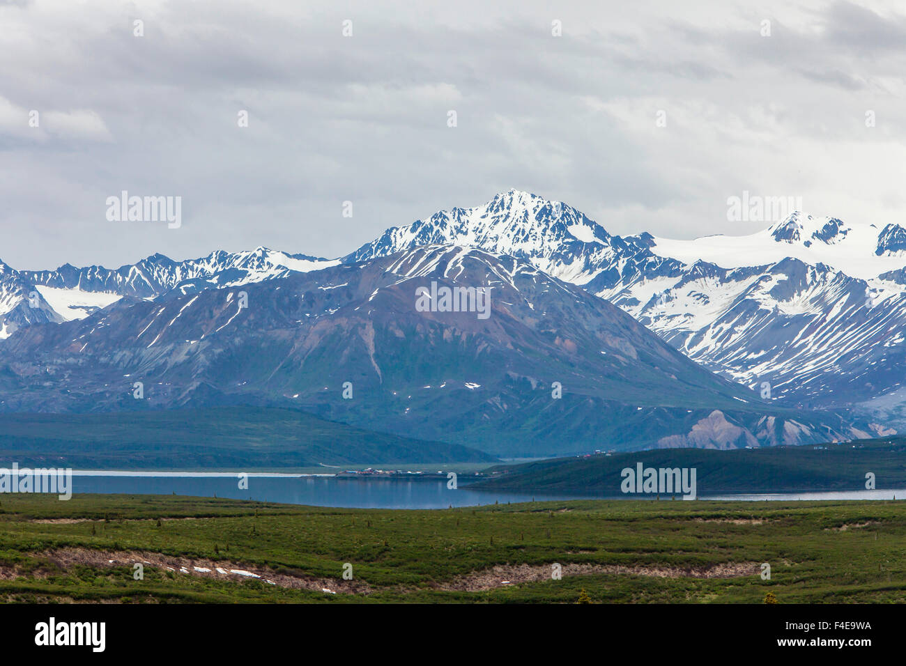 Southeast Alaska. Tangle Lakes and Alaska Range from Denali Highway ...
