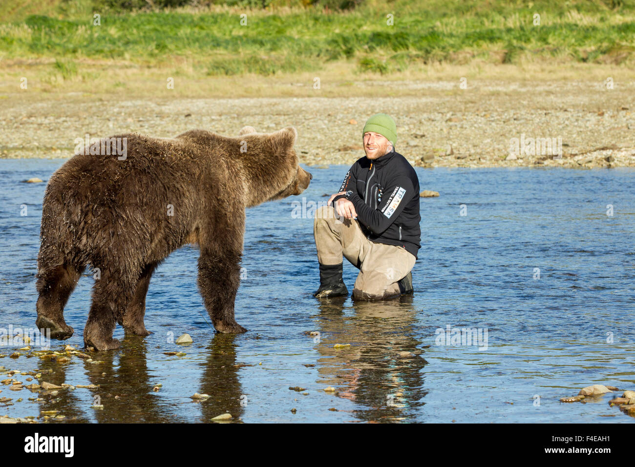 USA, Alaska, Katmai National Park, Photographer and biologist David ...