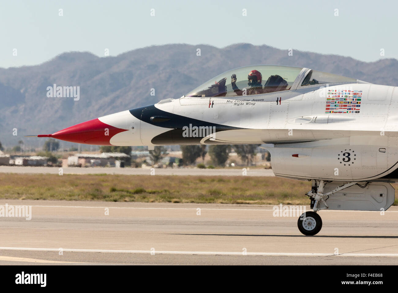 USA, Arizona, Glendale, Luke Air Force Base. F-16 Thunderbird pilot ...