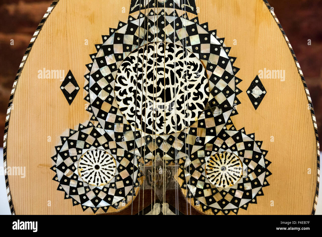 USA, Arizona, Phoenix, Musical Instrument Museum. Mother of Pearl inlay ...