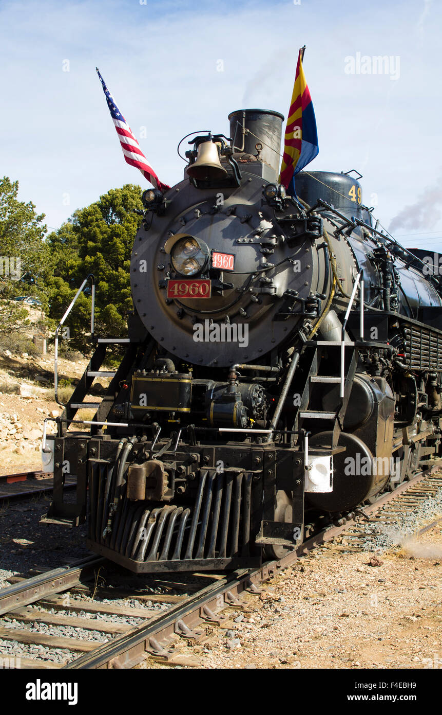 USA, Arizona, Grand Canyon NP. Grand Canyon Railway steam engine 4960 ...
