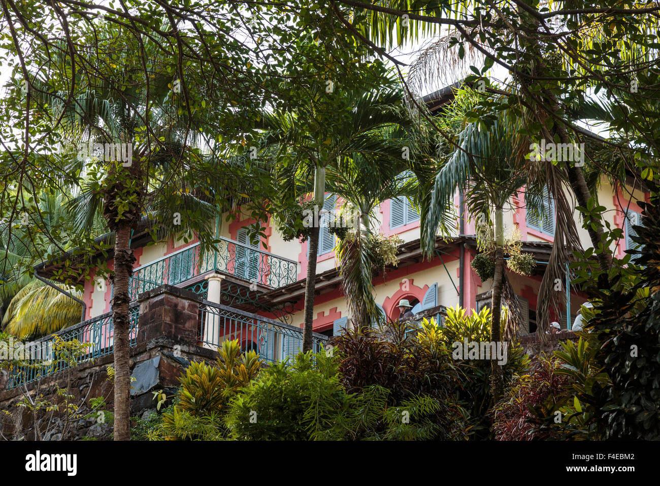 South America, French Guiana, Ile Royale. View of colonial structure ...