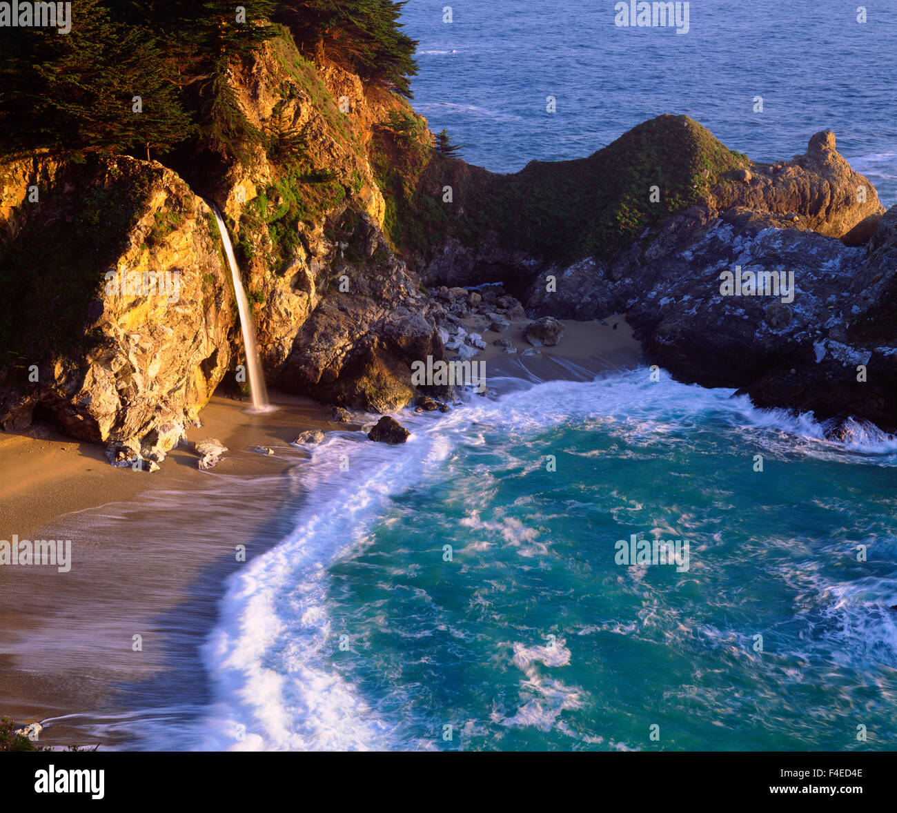 USA, California, Julia Pfeiffer Burns State Park. A waterfall along the ...