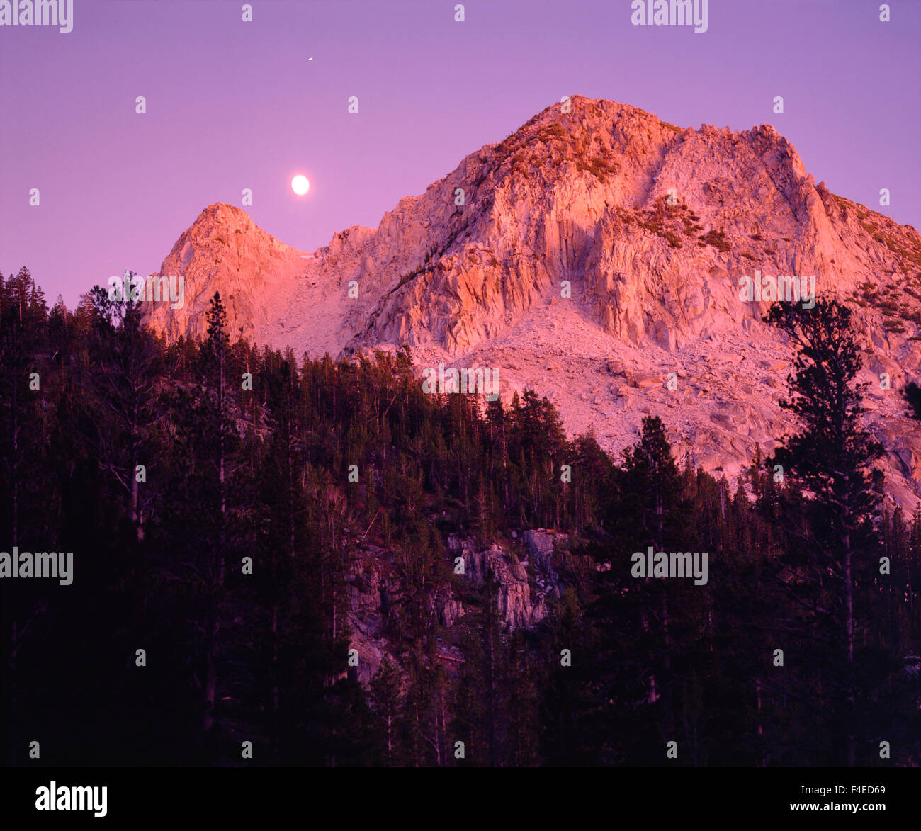 USA, California, Moonrise over the Backcountry of Sierra Nevada ...