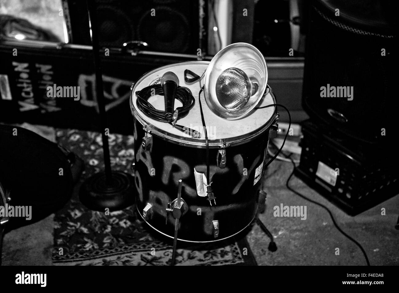 Crushed empty beer cans on concrete floor after basement for punk rock ...