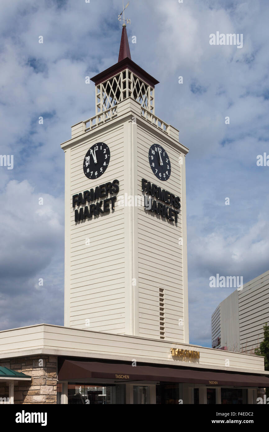 California, Los Angeles, West Hollywood, Farmer's Market clock tower at ...