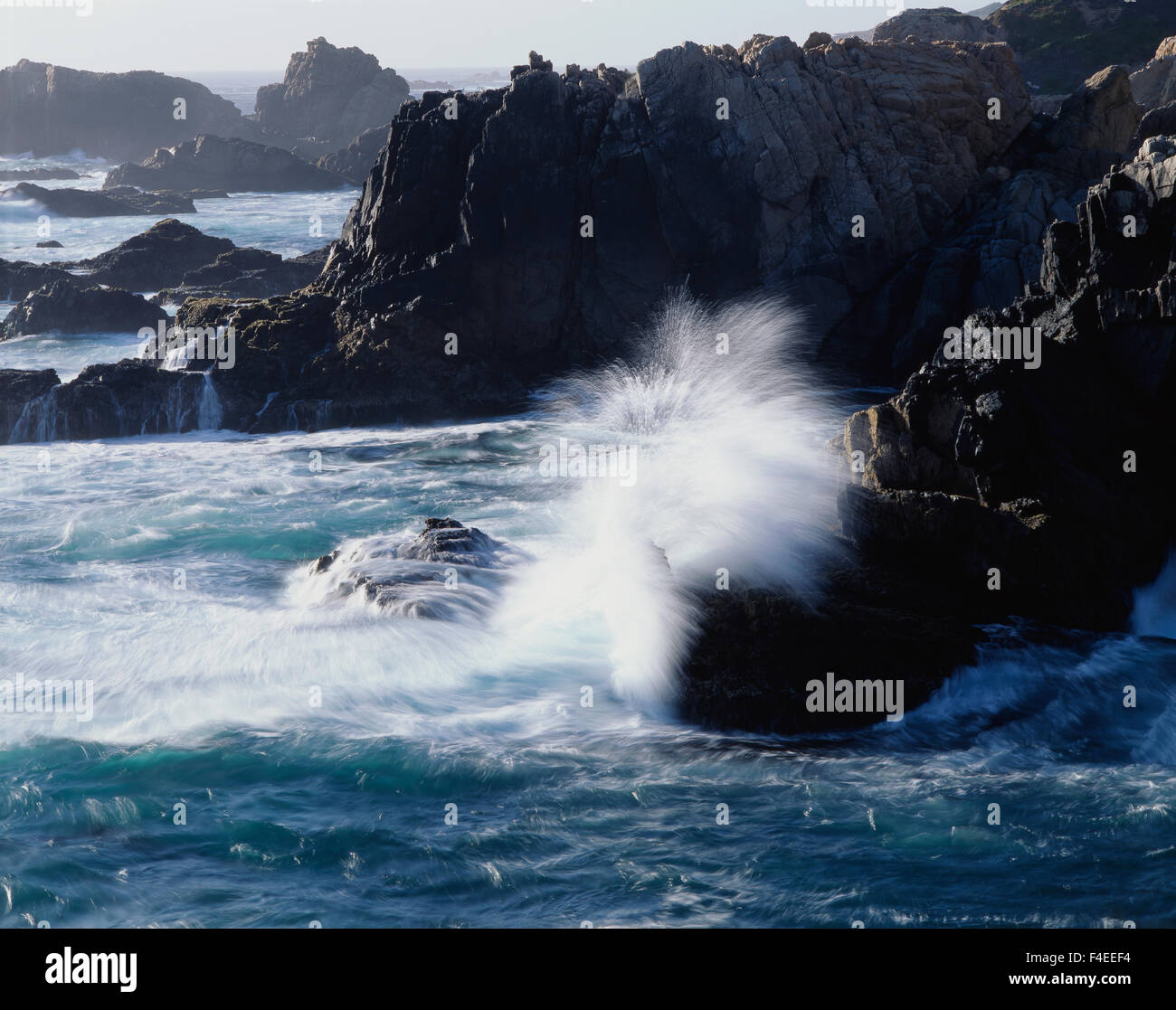 California, Big Sur Coast, Central Coast, Waves from the Pacific Ocean ...