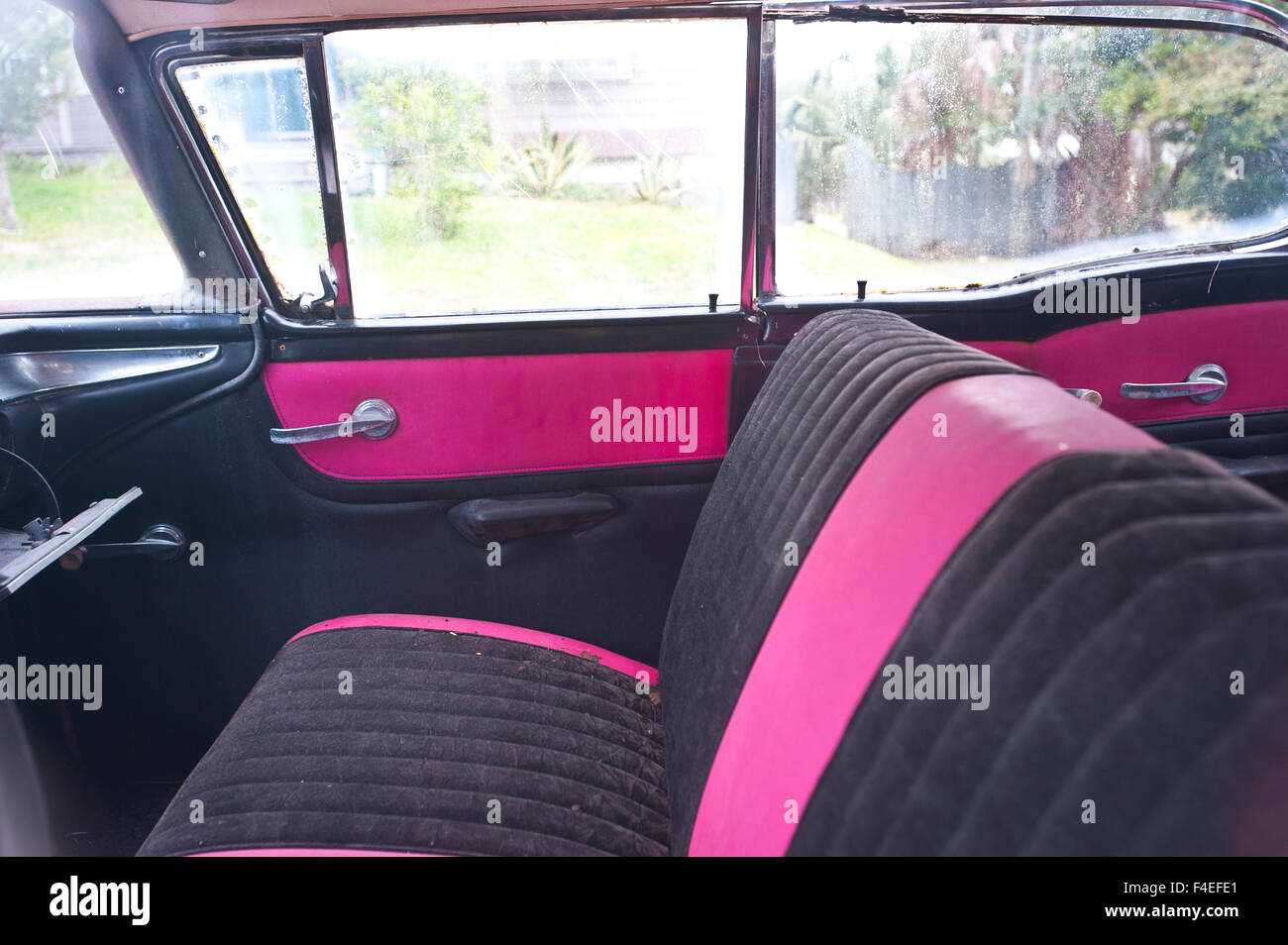 USA, Florida, Cedar Key, interior of pink Edsel automobile Stock Photo ...