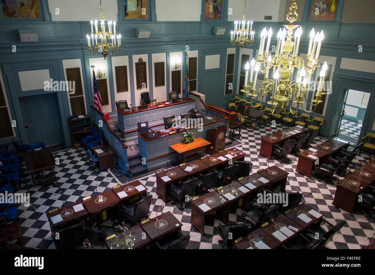 USA, Delaware, Dover, Legislative Hall, Delaware State House, Chamber ...