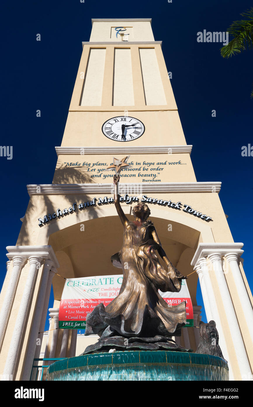 USA, Florida, Boca Raton, Mizner Park, clock tower Stock Photo - Alamy