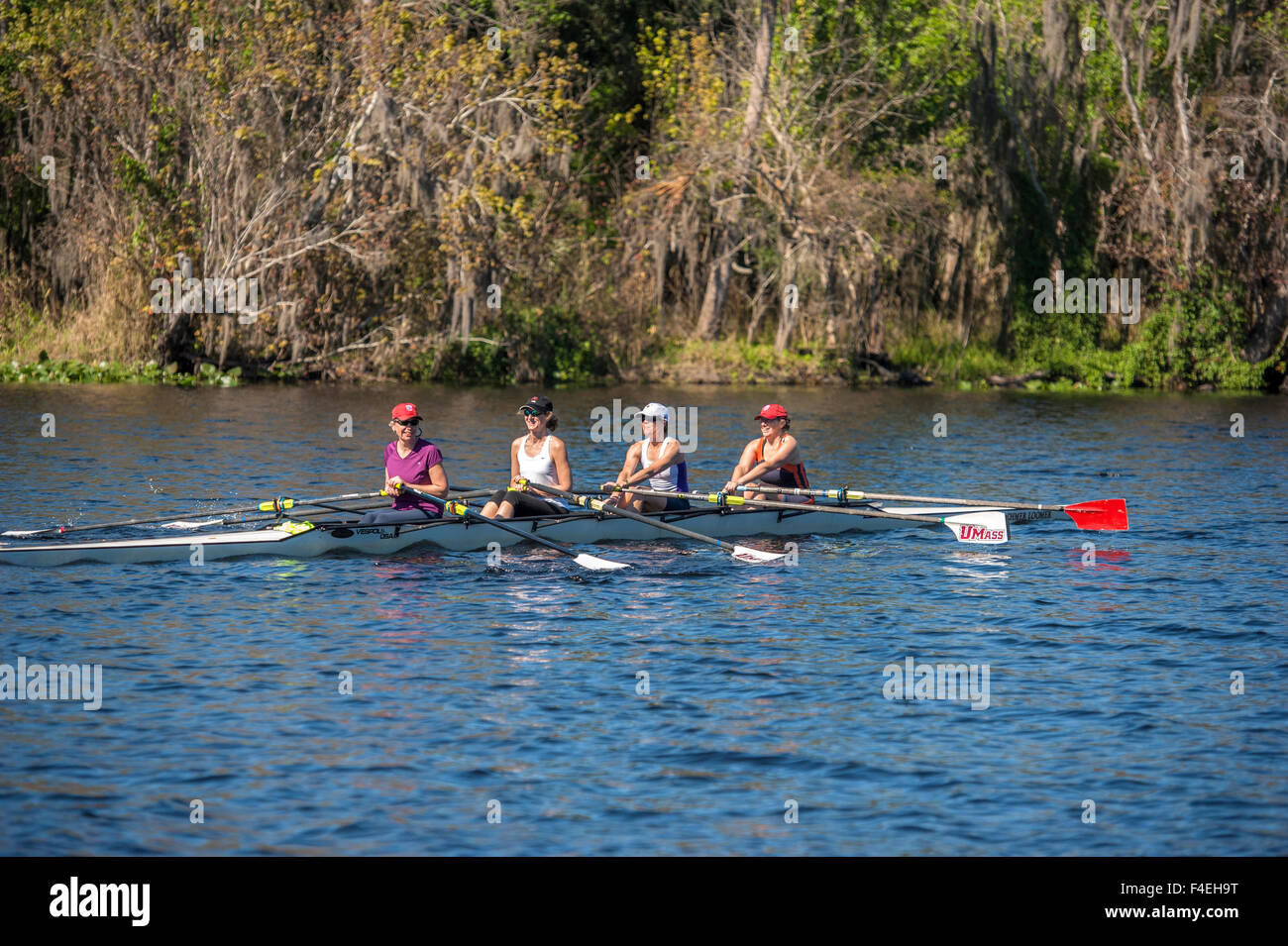 USA, Florida, Orange City, women rowing on St. Johns River Stock Photo ...