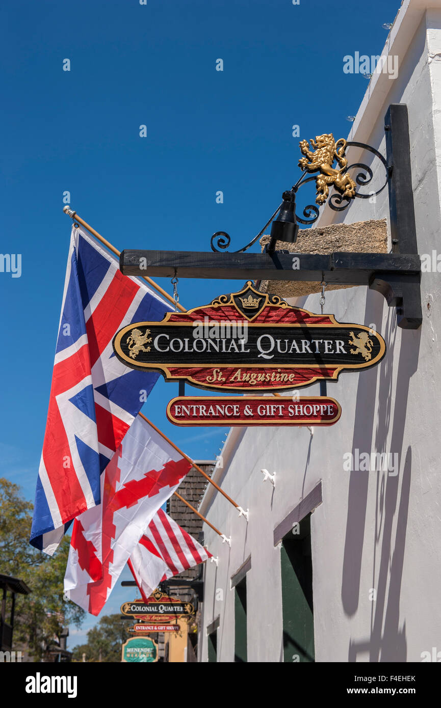 USA, Florida, St. Augustine, Colonial Quarter, St. George Street Stock ...