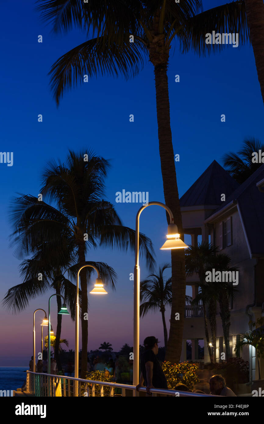 USA, Florida, Florida Keys, Key West, Key West Seaport, streetlamp ...