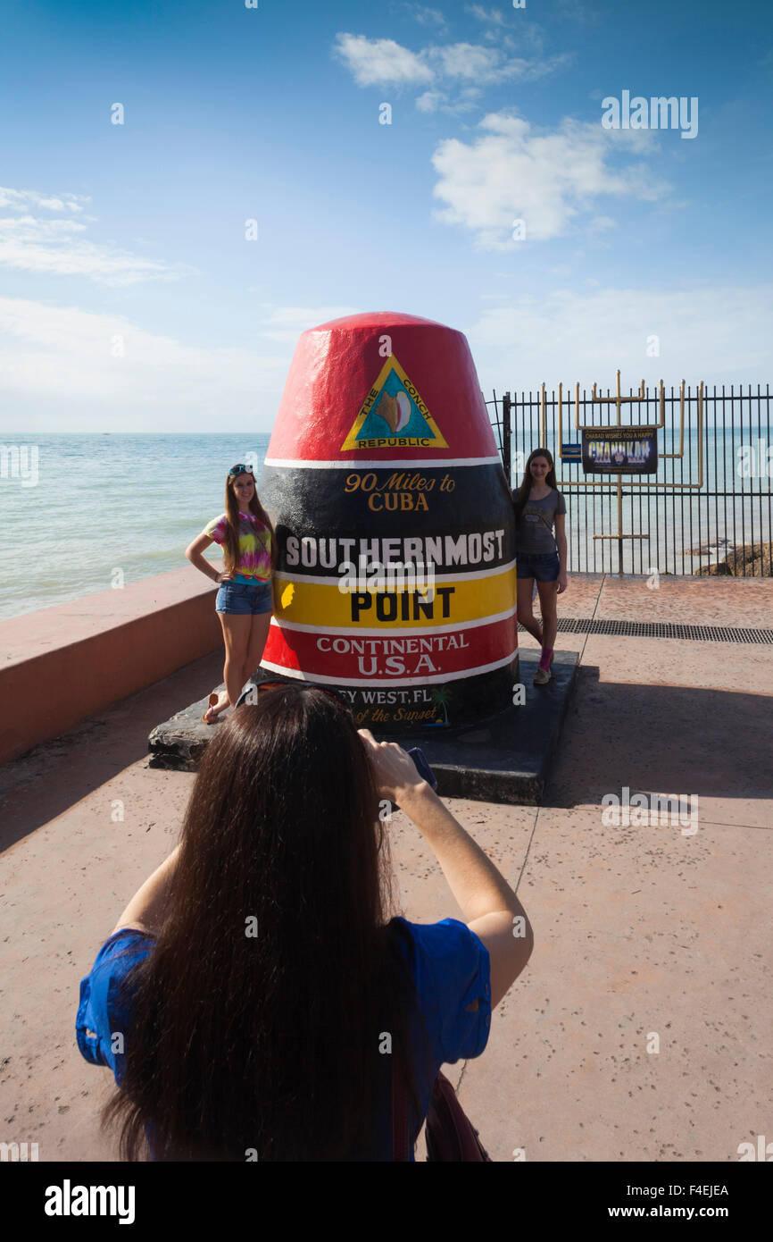 USA, Florida, Florida Keys, Key West, Southernmost Point in the USA ...