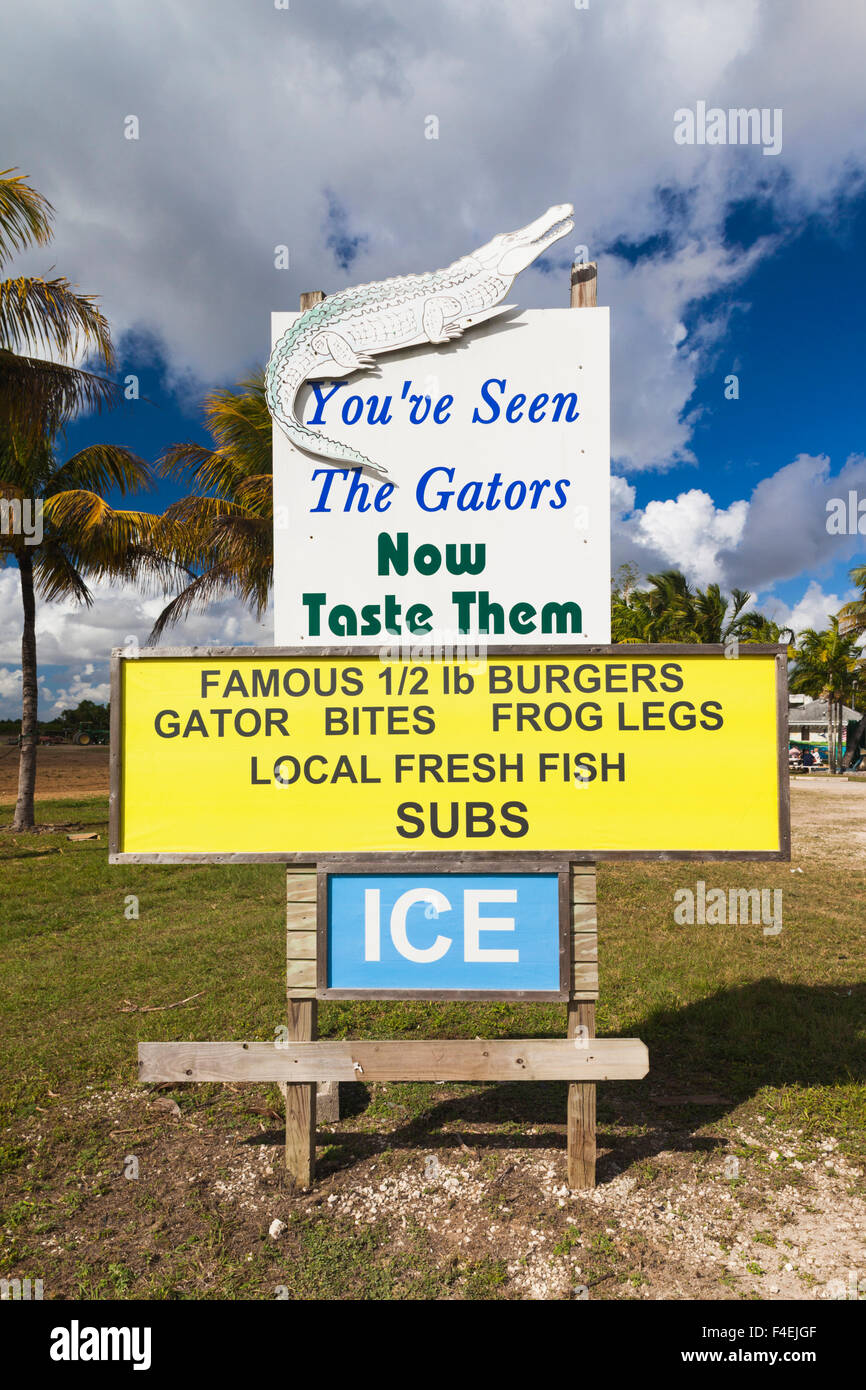 USA, Florida, Homestead, sign for local swamp cuisine Stock Photo - Alamy