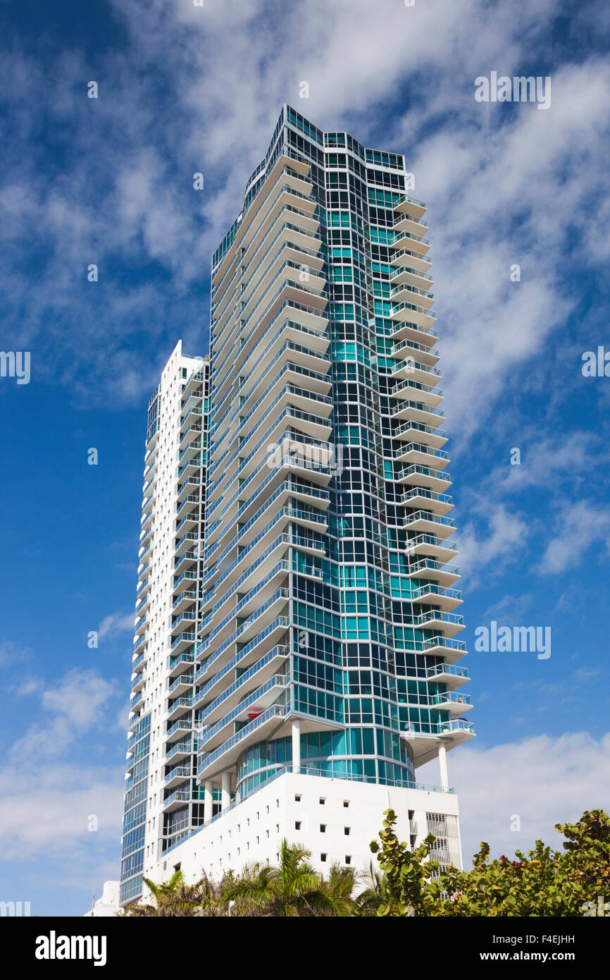 USA, Florida, Miami Beach, high rise beachfront buildings Stock Photo ...